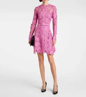 Oscar De La Renta Floral Lace Mini Dress