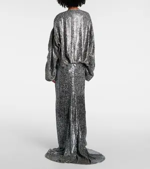 Dries Van Noten Sequined Gathered Blouse