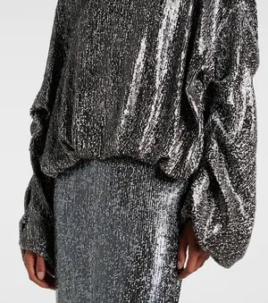 Dries Van Noten Sequined Gathered Blouse