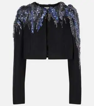 Dries Van Noten Sequined Cropped Jacket - Black