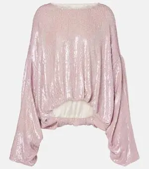 Dries Van Noten Sequined Gathered Blouse