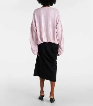Dries Van Noten Sequined Gathered Blouse