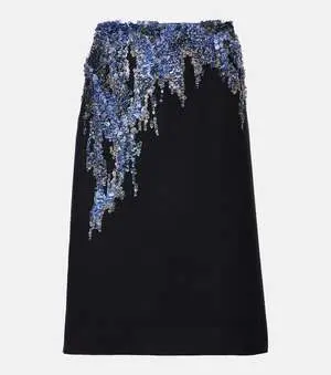 Dries Van Noten Sequined Wool-blend Midi Skirt