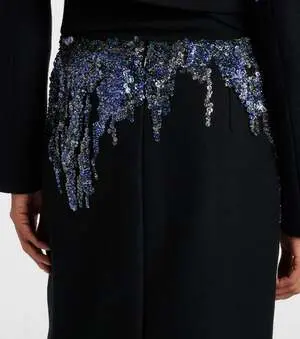 Dries Van Noten Sequined Wool-blend Midi Skirt