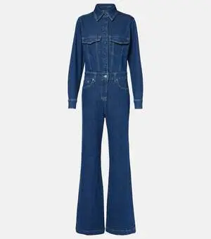 7 For All Mankind Flared Denim Jumpsuit - Blue