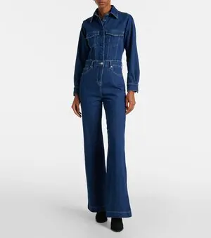 7 For All Mankind Flared Denim Jumpsuit