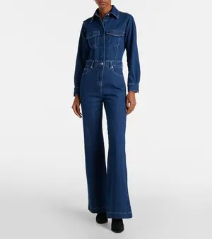 7 For All Mankind Flared Denim Jumpsuit
