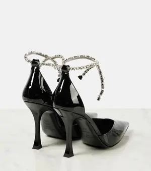 JIMMY CHOO Stevie 100 Embellished Patent Leather Pumps - Black