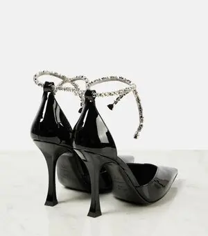 JIMMY CHOO Stevie 100 Embellished Patent Leather Pumps - Black