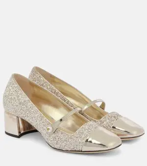 JIMMY CHOO Elisa 45 Glitter Pumps - Gold