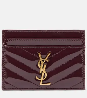 Saint Laurent Cassandre Patent Leather Card Holder - Burgundy