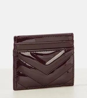 Saint Laurent Cassandre Patent Leather Card Holder - Burgundy