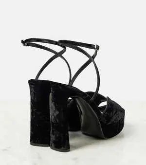 JIMMY CHOO Karli 125 Velvet Platform Sandals - Black