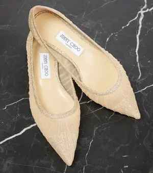JIMMY CHOO Love Glitter Tulle Ballet Flats