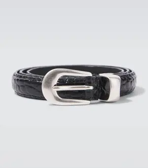 Our Legacy 20mm Croc-effect Patent Leather Belt - Black