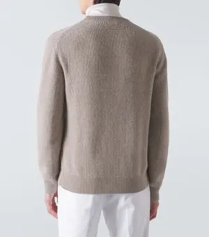 Zegna Ribbed-knit Cashmere Sweater - Beige