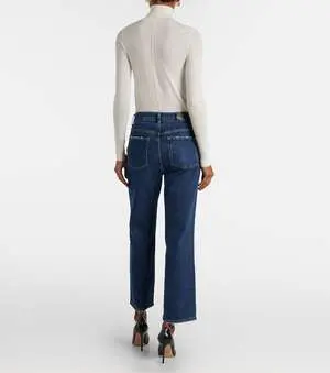 7 For All Mankind High-rise Cropped Straight Jeans