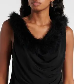 Coperni Boa Feather-trimmed Jersey Top