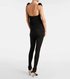 Coperni Boa Feather-trimmed Jersey Top