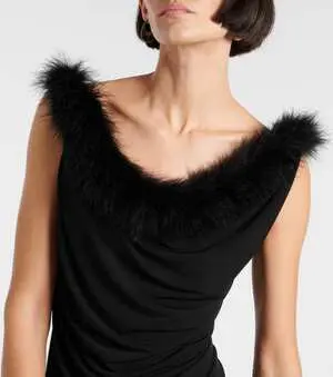 Coperni Boa Feather-trimmed Jersey Top