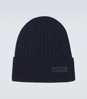 Gucci Gucci Ribbed-Knit Wool Beanie Blue