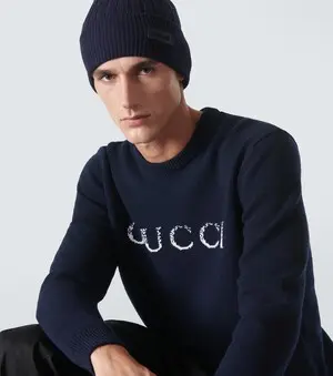Gucci Ribbed-knit Wool Beanie - Blue