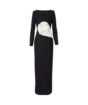 Roland Mouret Floral-appliqué Gown - Black