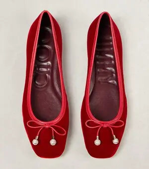 JIMMY CHOO Elme Velvet Ballet Flats - Red