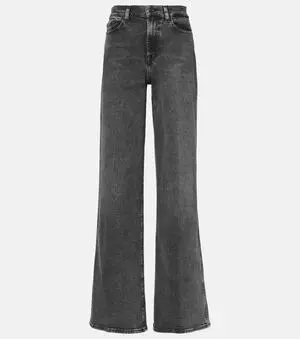 7 For All Mankind High-rise Wide-leg Jeans - Black