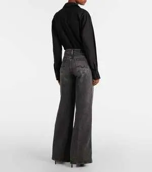 7 For All Mankind High-rise Wide-leg Jeans - Black