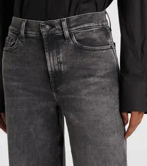 7 For All Mankind High-rise Wide-leg Jeans - Black