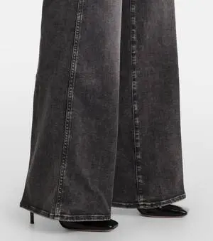 7 For All Mankind High-rise Wide-leg Jeans - Black