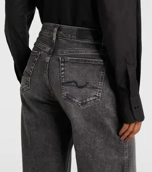 7 For All Mankind High-rise Wide-leg Jeans - Black