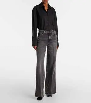 7 For All Mankind High-rise Wide-leg Jeans - Black