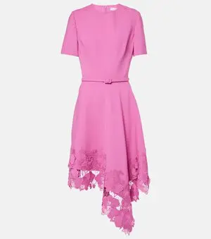Oscar De La Renta Floral Lace-trimmed Midi Dress - Pink