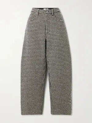 FRAME The Tweed Barrel Houndstooth Wide-leg Pants - Black