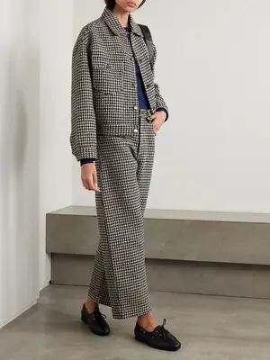 FRAME Houndstooth Tweed Trucker Jacket