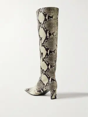 Khaite Ona Snake-print Leather Knee Boots - Animal Print