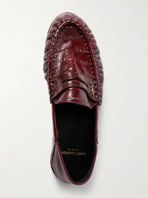 Saint Laurent Le Loafer Embellished Glossed-eel Loafers