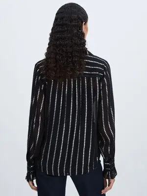 Paige Sosa Metallic Floral-stripe Blouse