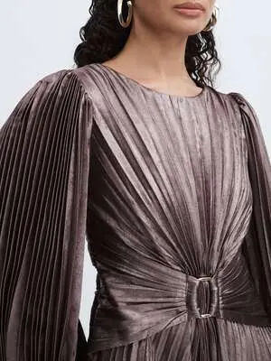 Acler Norseman Satin Pleated Midi Dress