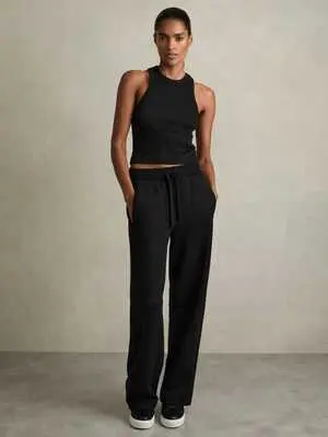 REISS Laney Interlock Wide-leg Drawstring Joggers - Black