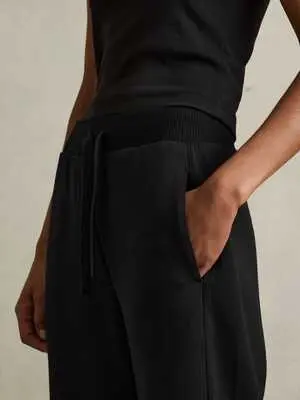 REISS Laney Interlock Wide-leg Drawstring Joggers - Black
