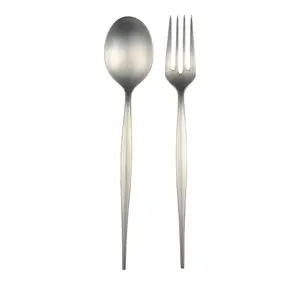 VIETRI Natura Satin Finish Serving Set - Silver