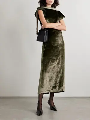 LIBEROWE Arya Draped Velvet Midi Dress