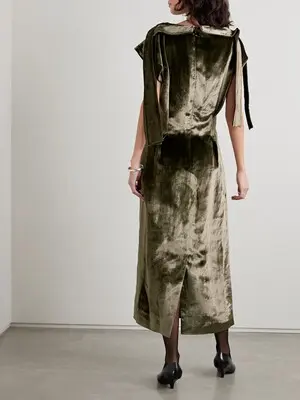 LIBEROWE Arya Draped Velvet Midi Dress