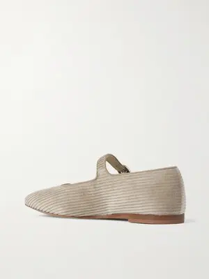 Le Monde Beryl Corduroy Mary Jane Ballet Flats - Neutrals