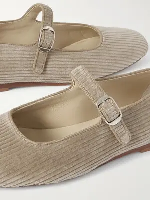 Le Monde Beryl Corduroy Mary Jane Ballet Flats - Neutrals