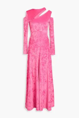 GANNI Cutout Stretch-velvet Maxi Dress