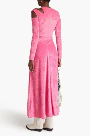GANNI Cutout Stretch-velvet Maxi Dress